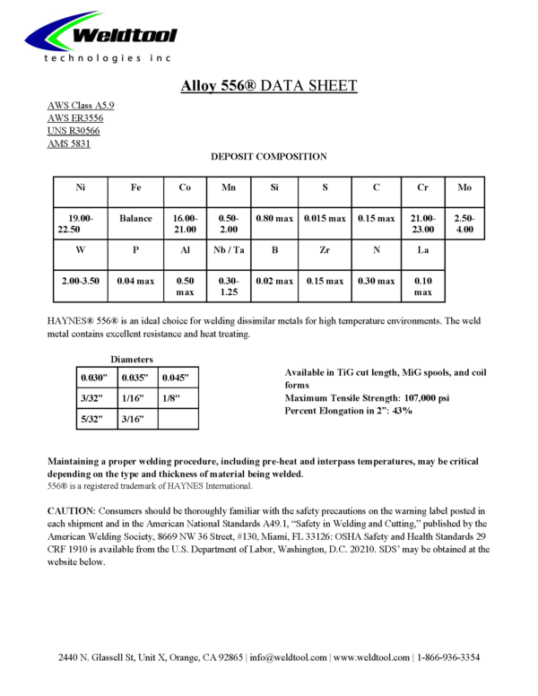 Iron Base Alloy 556® (HAYNES®) | Weldtool Technologies
