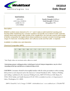 ER320LR - Stainless Steel Welding Alloy | Weldtool Technologies